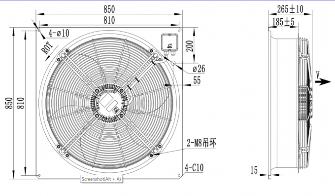 380v Industrial Exhaust Fan 3 Phase 700mm Axial Untuk Unit Modul ...